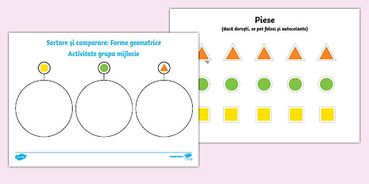 Sortare și comparare: Forme geometrice – Grupa mijlocie