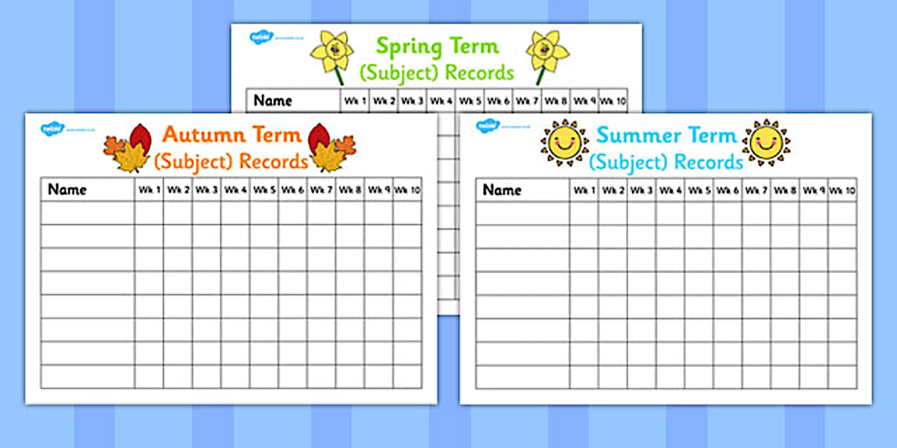 👉 Editable Weekly Record Charts (Teacher-Made) - Twinkl