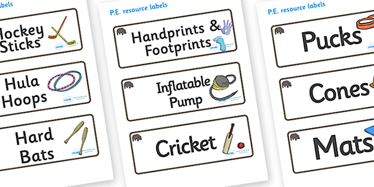 Hippo Themed Editable PE Resource Labels (teacher made)
