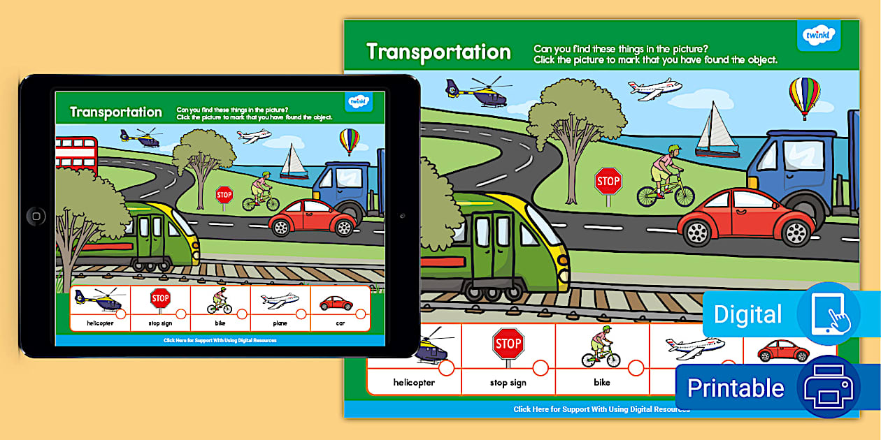 Editable Transportation Can You Find? Picture Activity Worksheet