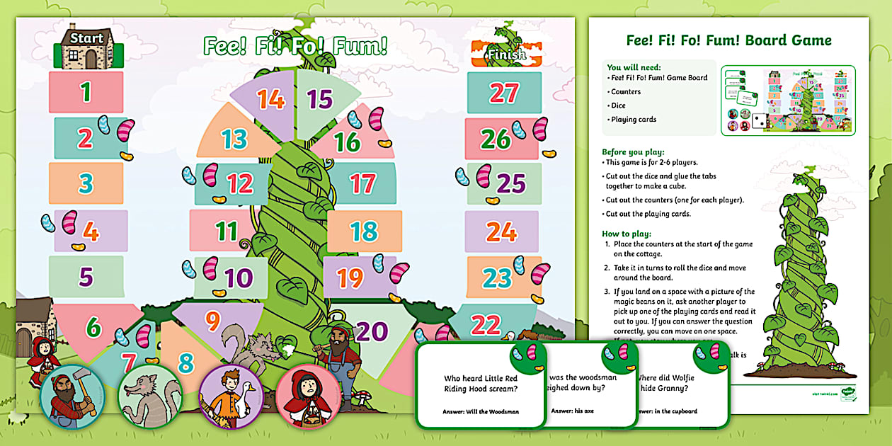 Fee! Fi! Fo! Fum! Board Game (teacher made) - Twinkl