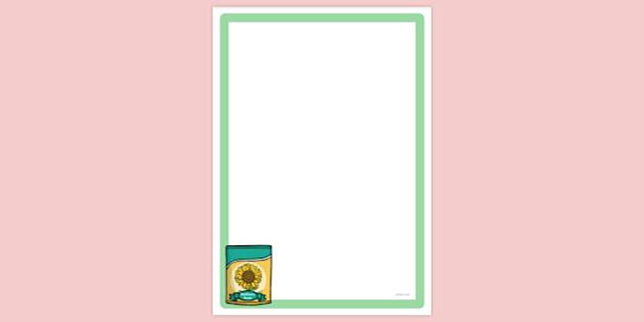 Simple Blank Packet of Sunflower Seeds Page Border - Twinkl