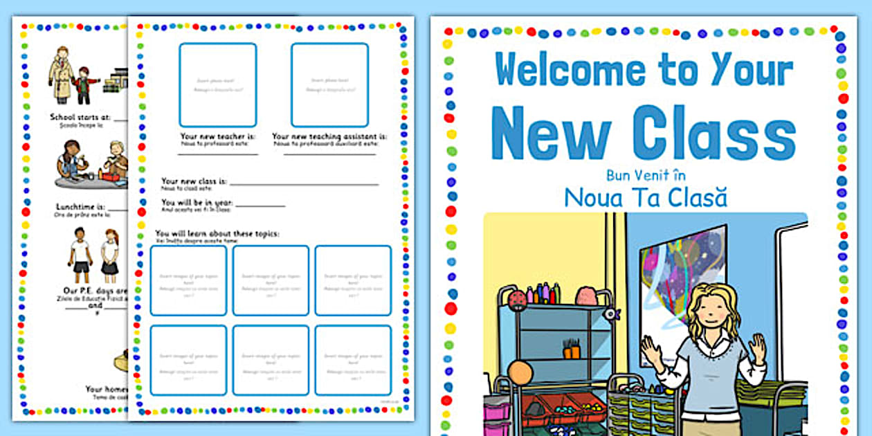 Welcome to Your New Class Booklet in Romanian - Twinkl