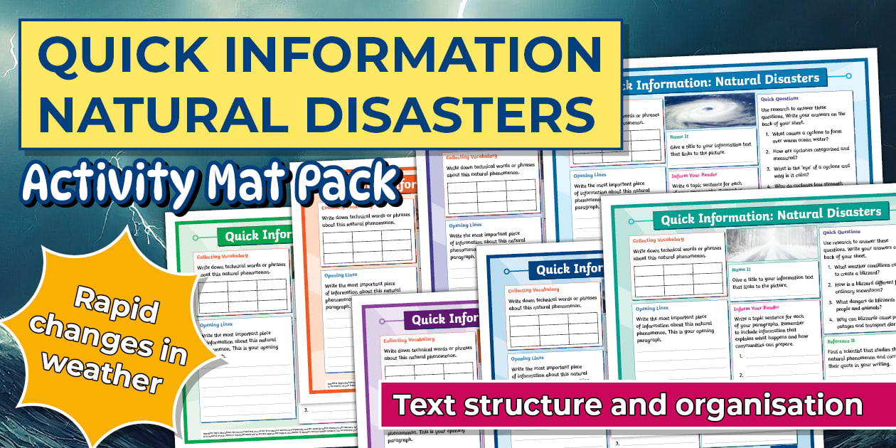 Natural Disasters Activity Mat Pack