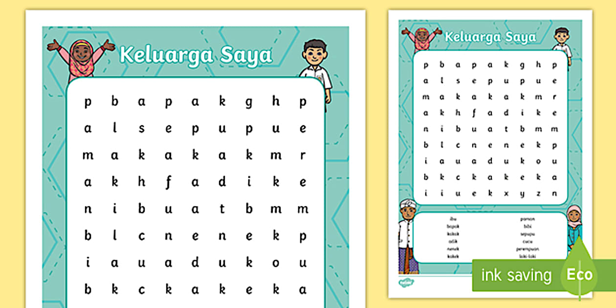 NSW My Family Word Search Indonesian (teacher made) - Twinkl