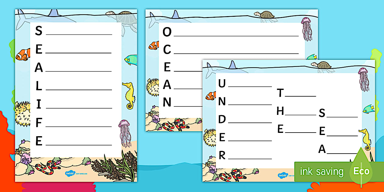 Under the Sea Acrostic Poem (Teacher-Made) - Twinkl