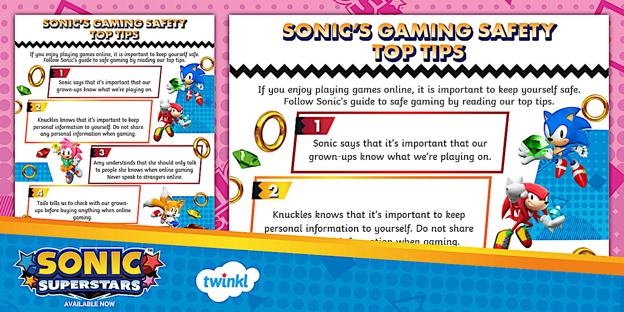 FREE! - Sonic: Gaming Safety Top Tips (Teacher-Made)