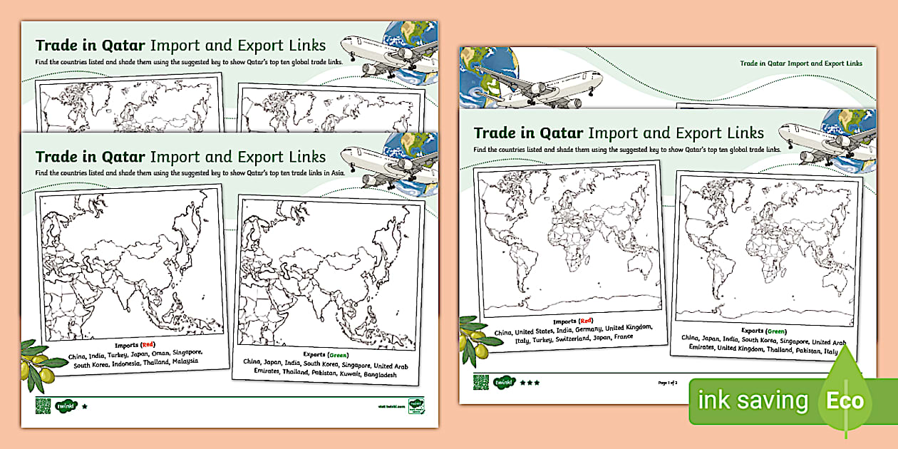 Trade in Qatar - Import and Export Links Activity Sheets
