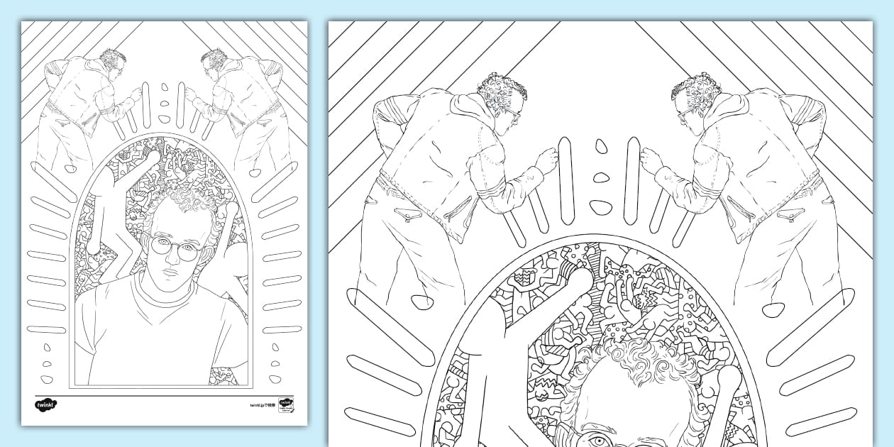 Keith Haring Doodles Coloring Sheet (teacher made) - Twinkl