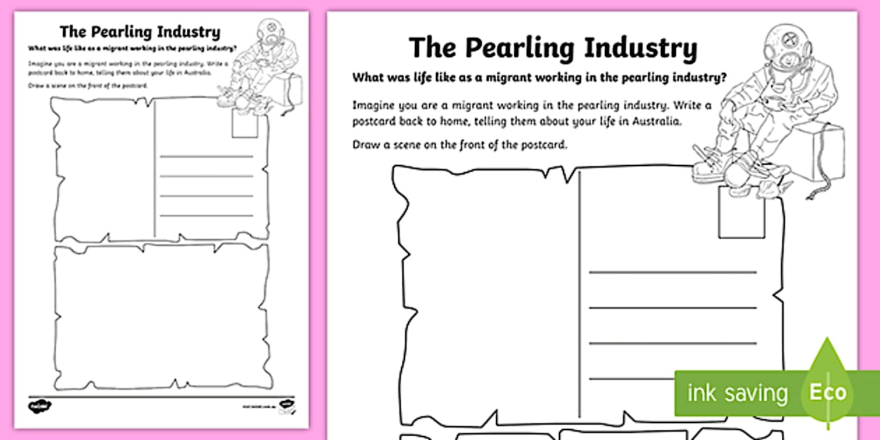 The Pearling Industry Postcard Writing Template - Twinkl