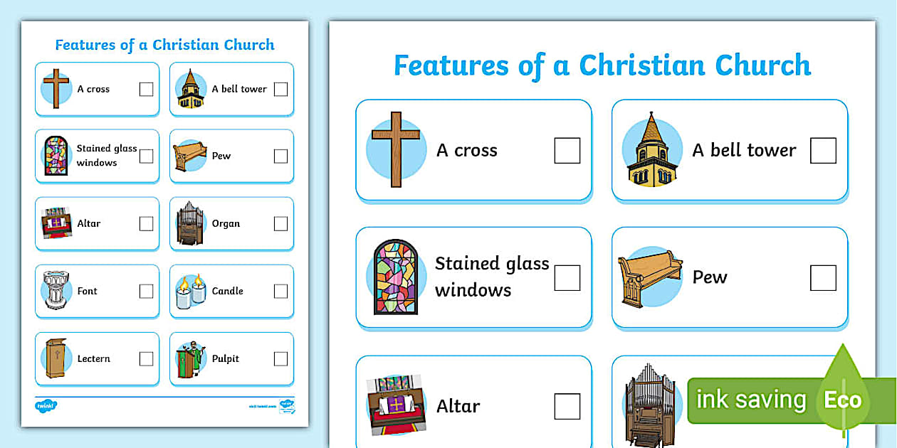 Features of a Christian Church Checklist (teacher made)