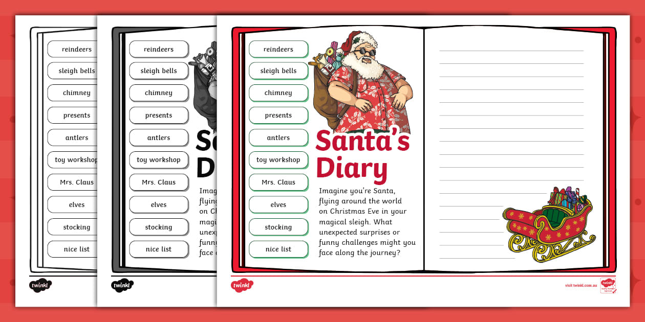 Santa’s Diary Writing Template (teacher made) - Twinkl