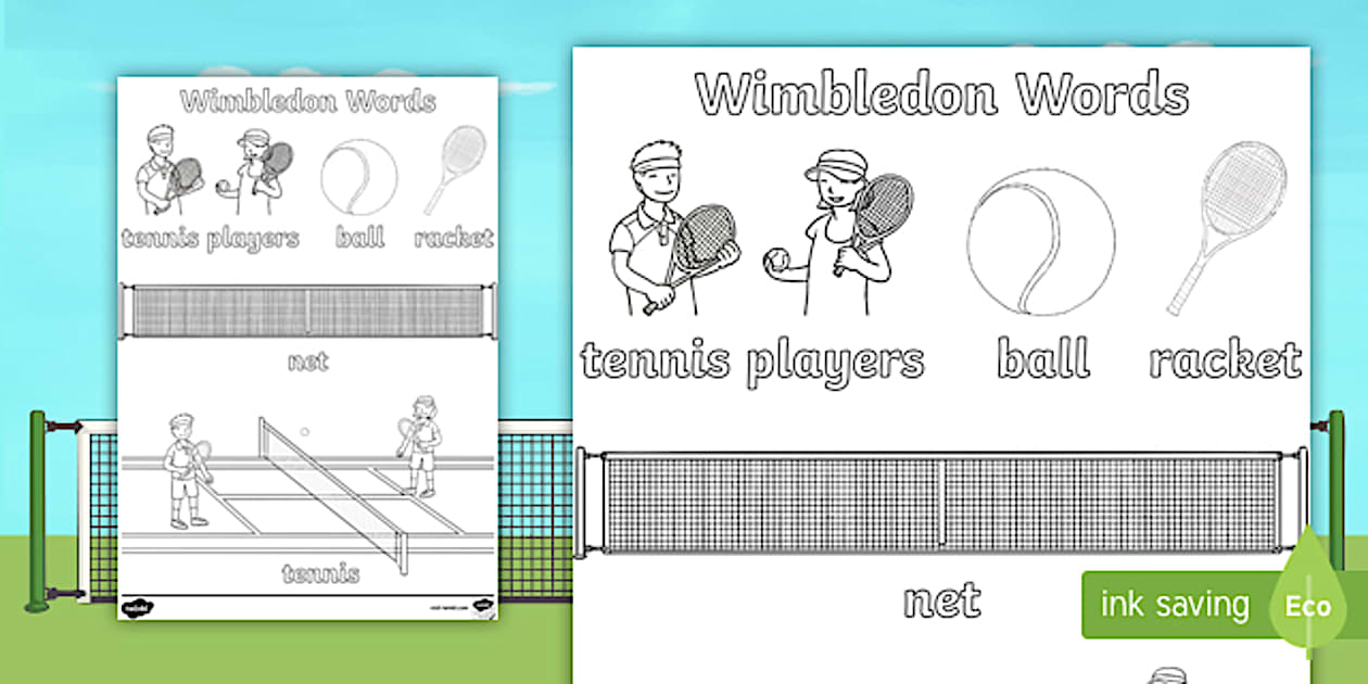 Wimbledon Themed Words Colouring Sheets (teacher made)