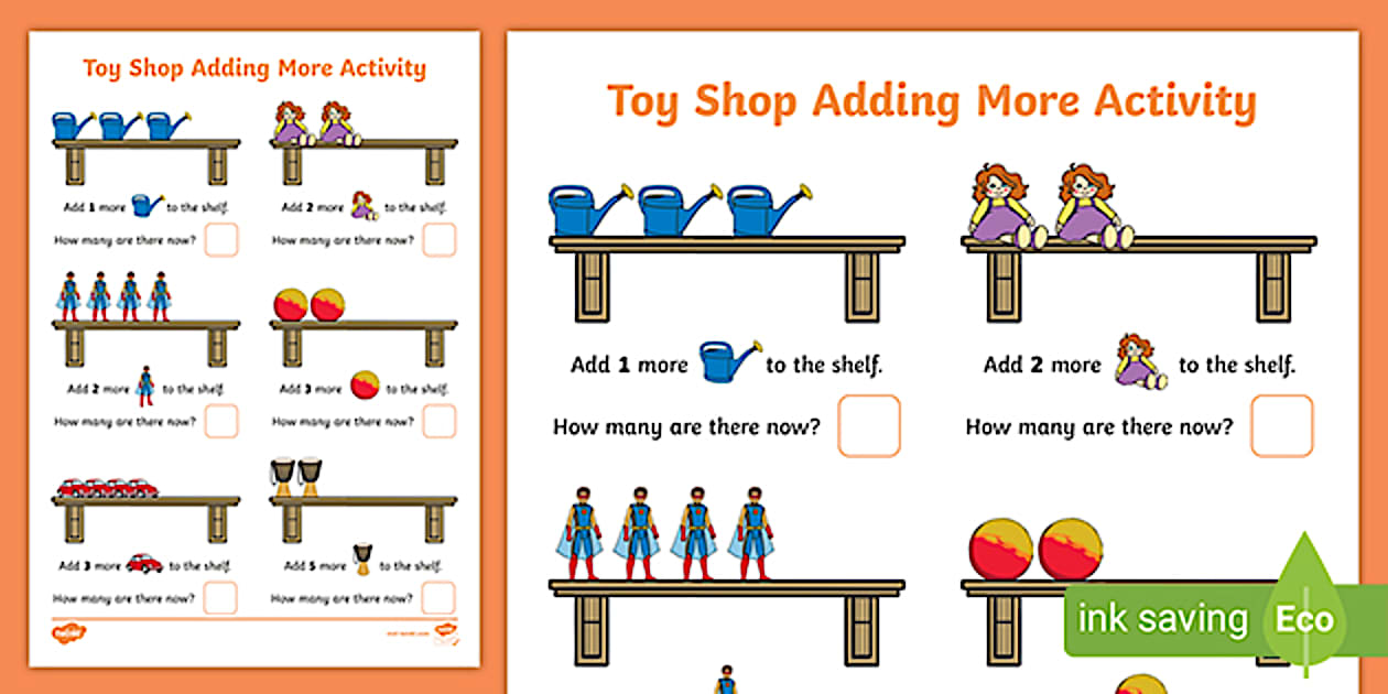👉 Toy Shop Adding More Activity (teacher made) - Twinkl
