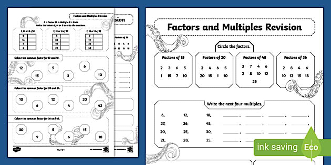 Editable Factors and Multiples Revision Worksheet - Twinkl