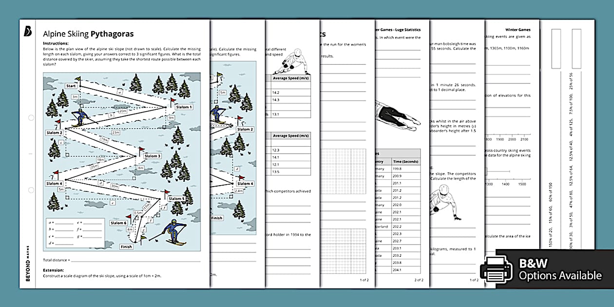 Winter Games Maths Worksheets | KS3 & KS4 | Beyond Maths