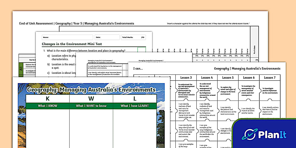 Yr 5 HASS Managing Australia's Environments Assessment Pack
