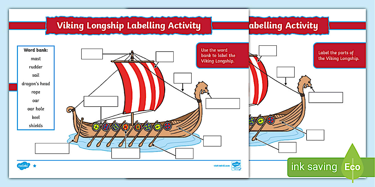 Label a Viking Longship - Activity for Children - Twinkl