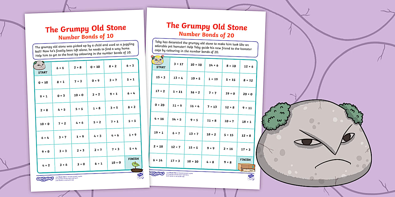 👉 The Grumpy Old Stone Maths Maze - Number Bonds to 10 and 20
