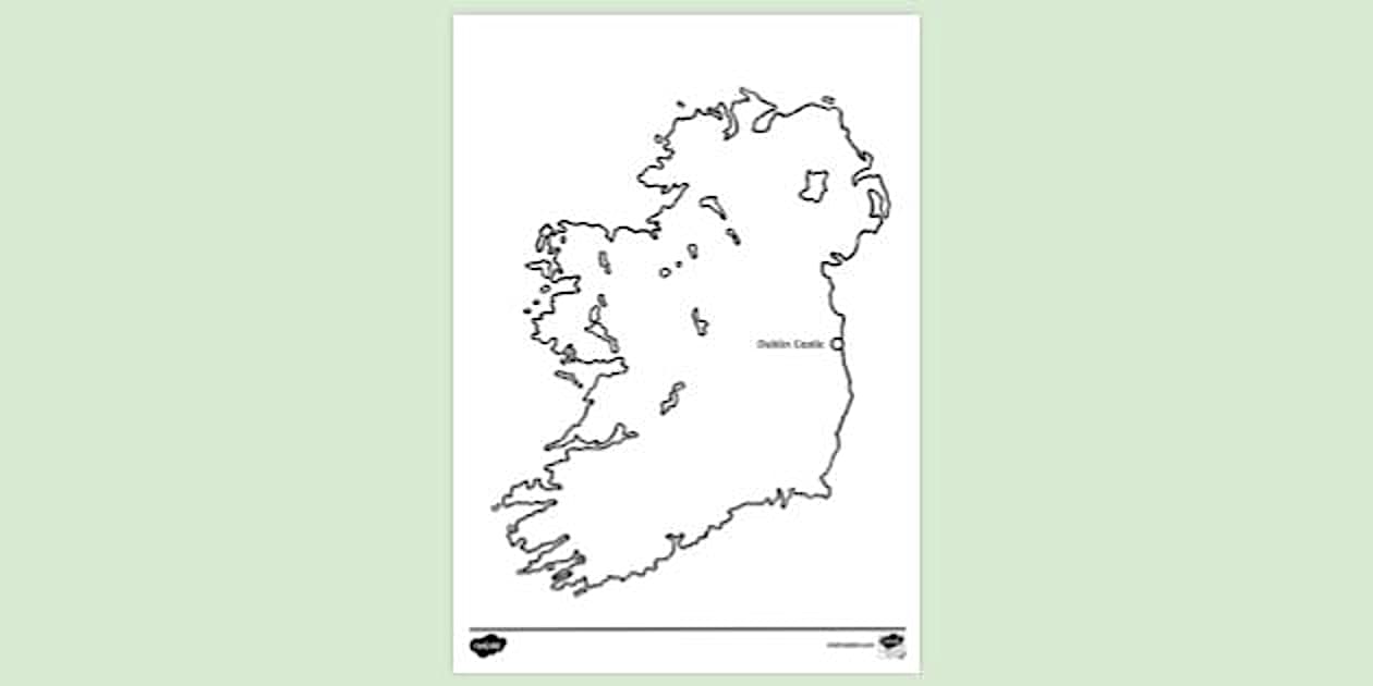 Map of Ireland Showing Dublin Castle Colouring Sheet