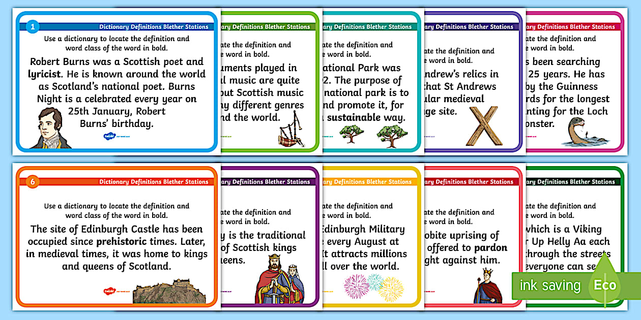 Dictionary Definitions Blether Stations - Twinkl