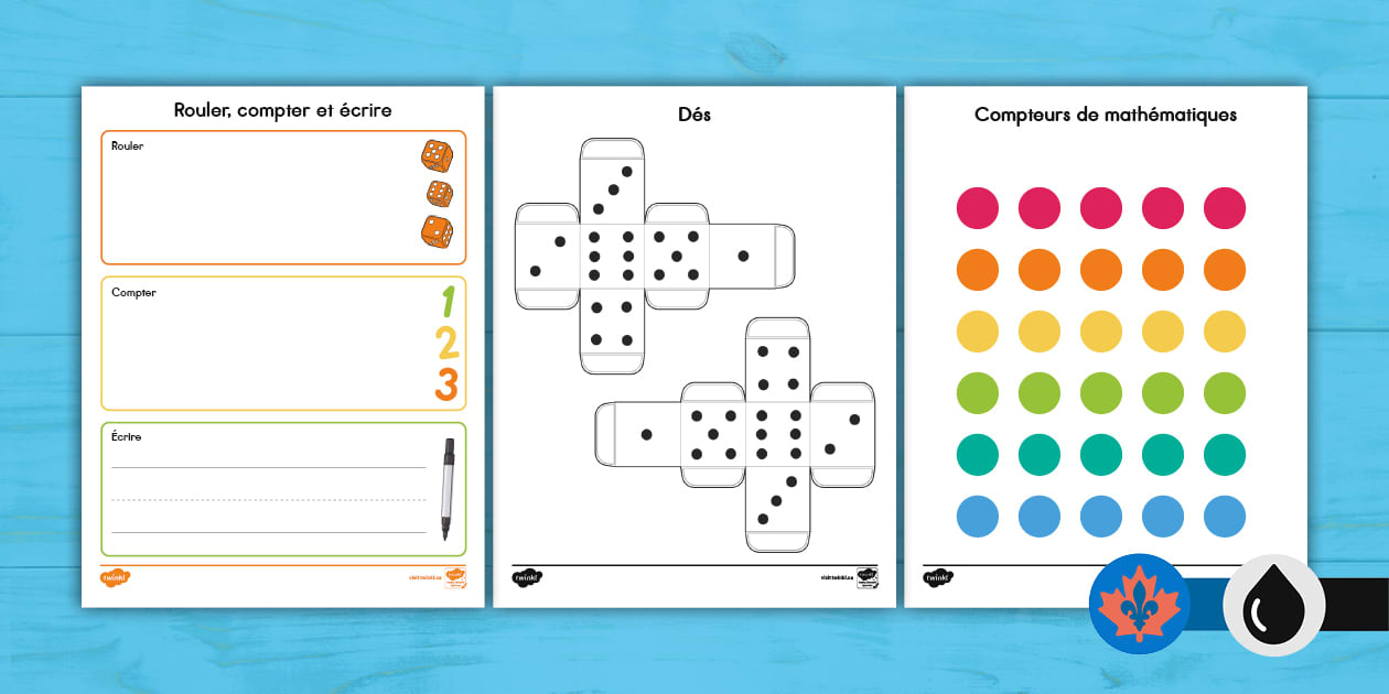 Roll, Count, and Write Activity French (teacher made)