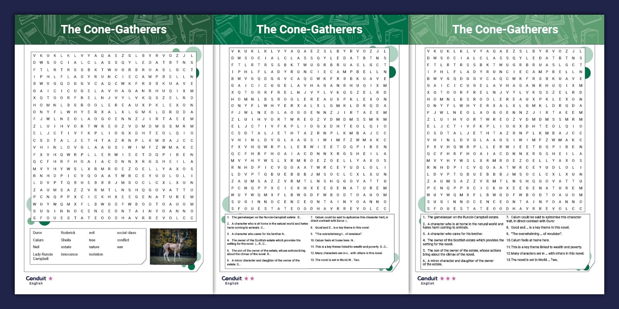 The Cone-Gatherers Word Search (teacher made) - Twinkl