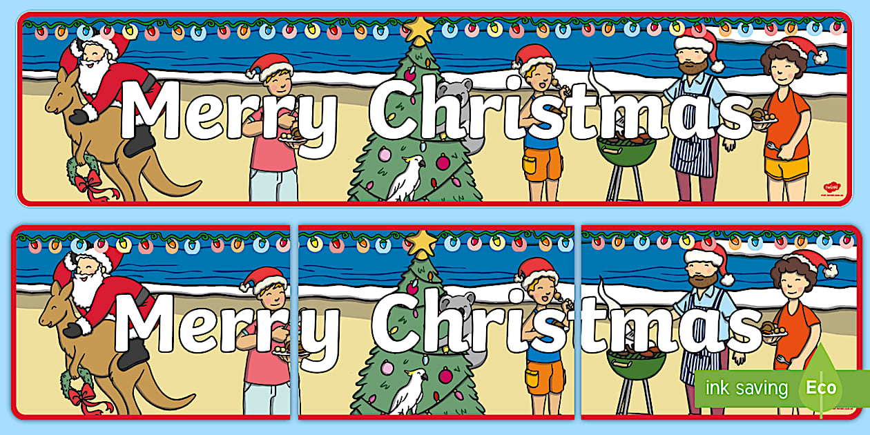 Australia Christmas Display Banner Merry Christmas - Twinkl