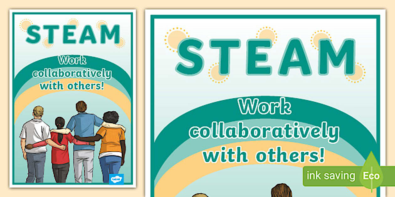 STEAM Work Collaboratively Display Poster (Teacher-Made)