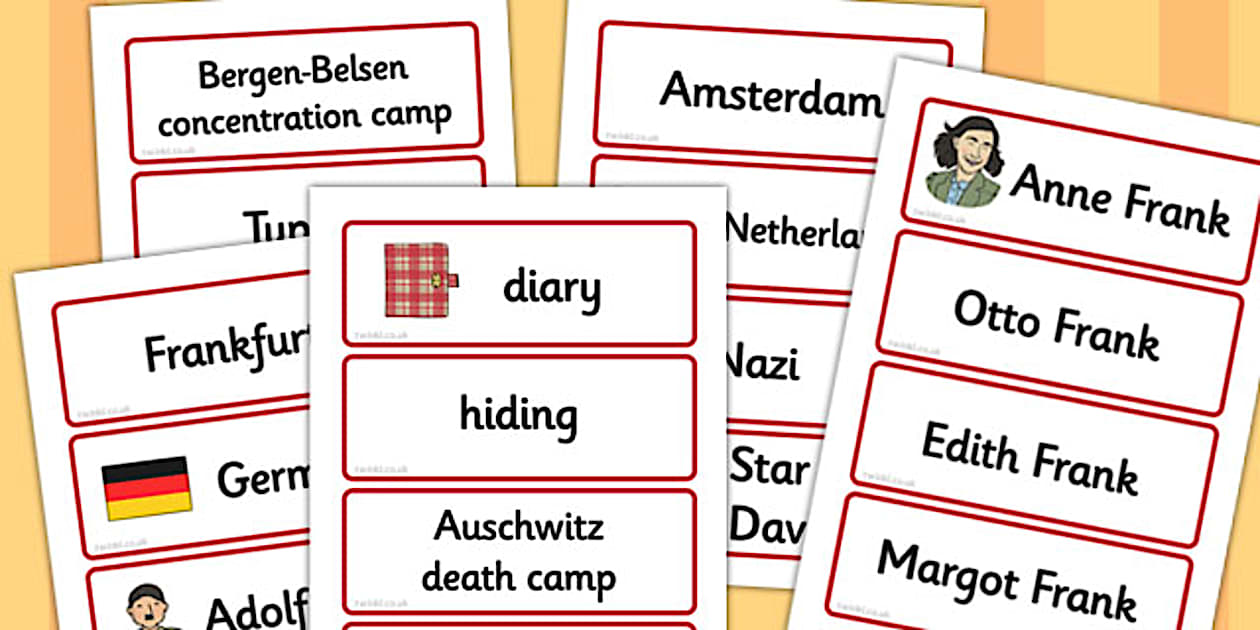 Cursive Anne Frank Word Cards (teacher made) - Twinkl