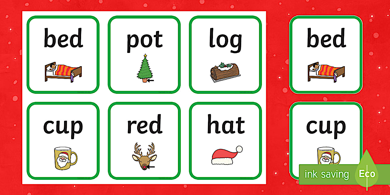 Christmas CVC Words Flashcards (teacher made) - Twinkl