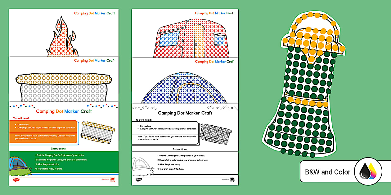 Camping Dot Marker Craft (teacher made) - Twinkl