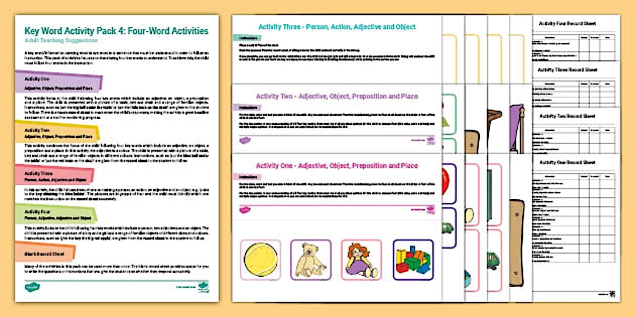 Key Word Activity Pack 4: Four-Word Activities - Twinkl