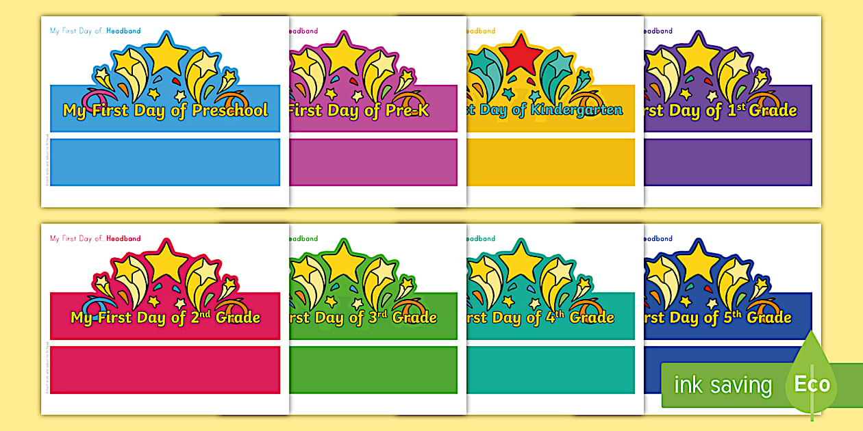 Black and White My First Day of School Headbands - Twinkl