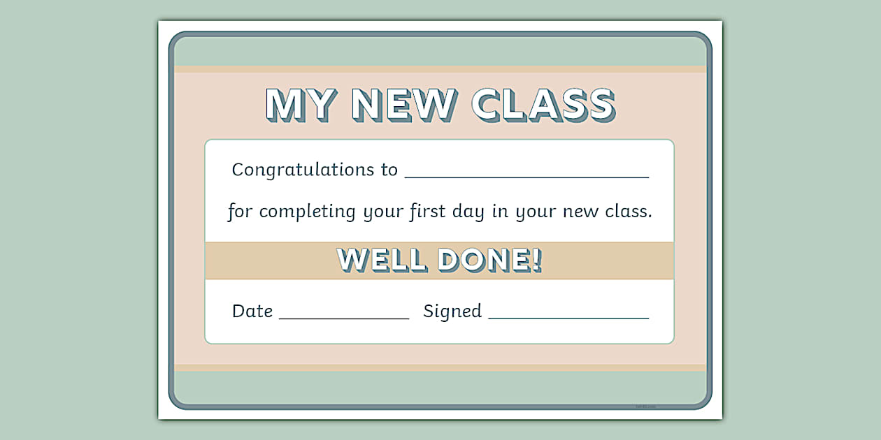3D Effect-Themed My New Class Certificate (teacher made)