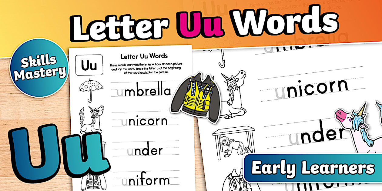 Letter Uu Words: Letter Recognition Worksheet for PreK-K