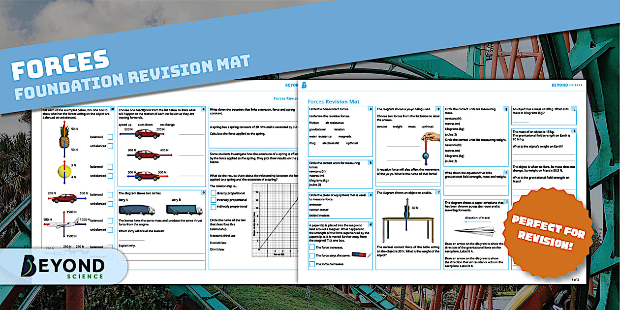 KS3 Forces Foundation Revision Mat