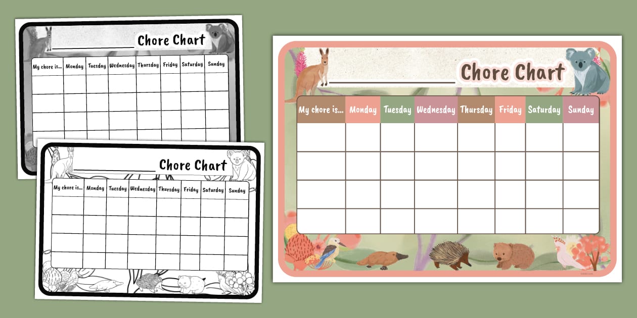 Home Among the Gum Trees Chore Chart (teacher made) - Twinkl