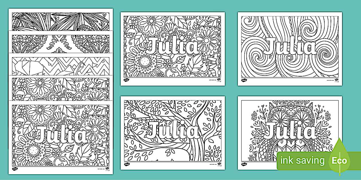 Julia Mindfulness Name Colouring Activity | Twinkl | KS1