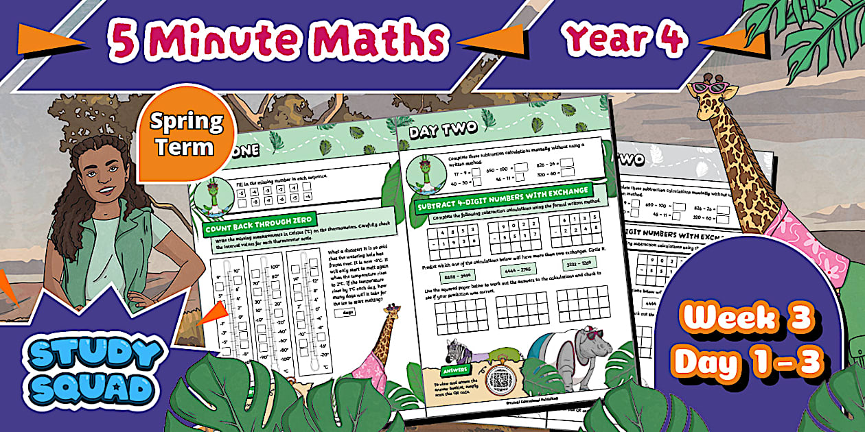 👉 Study Squad 5 Minute Maths - Year 4 Spring - Week 3 Days 1-3