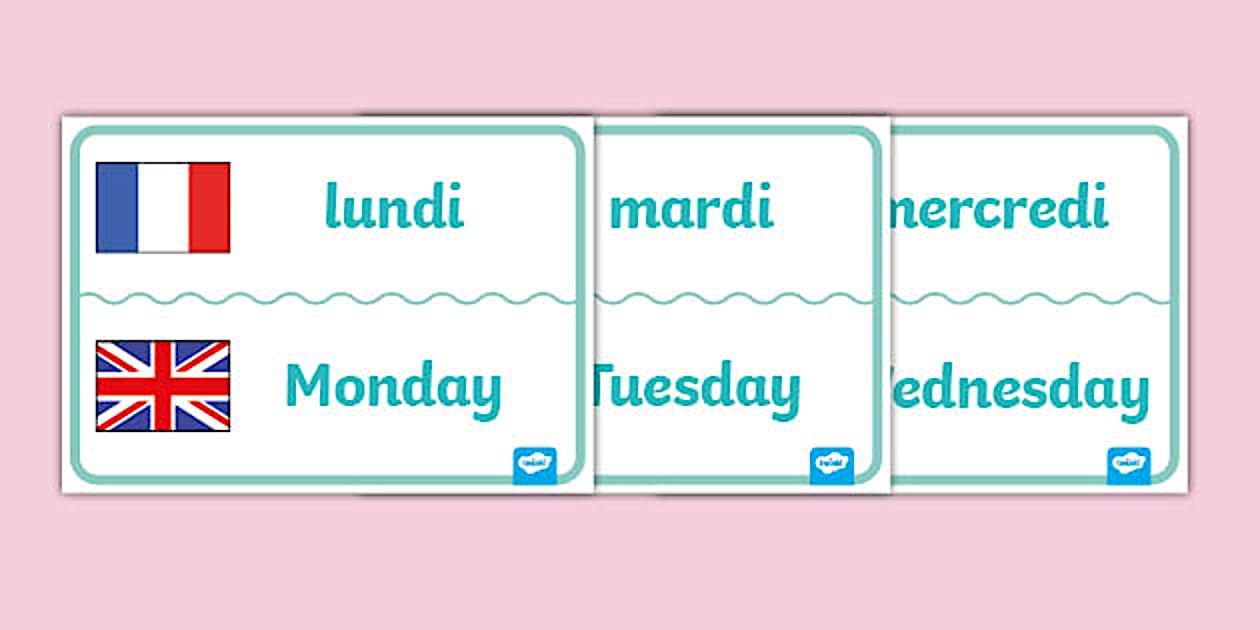 Editable Days of the Week Display Signs French Translation