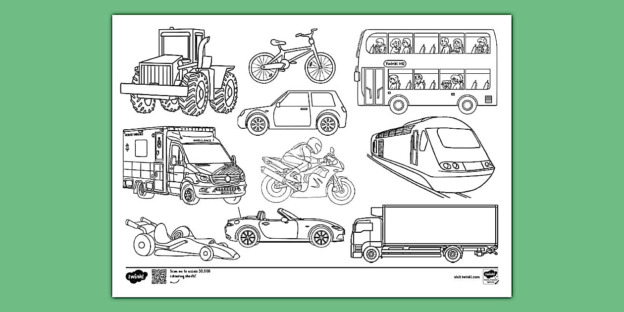 Vehicle Doodle Colouring Page (profesor hizo) - Twinkl