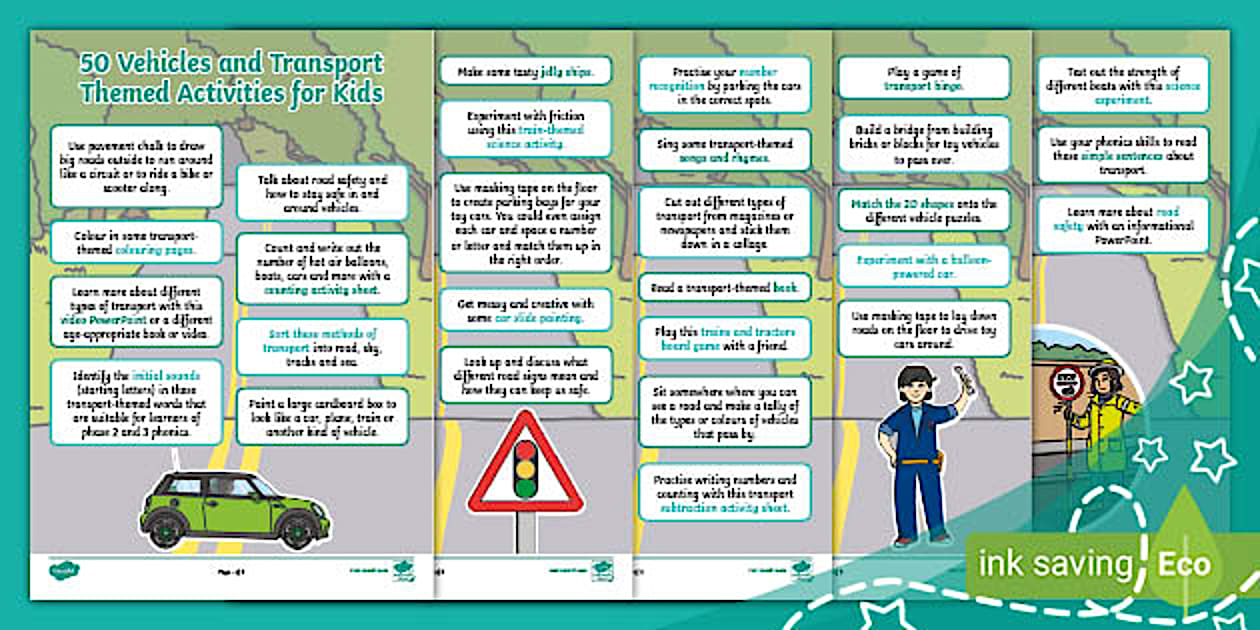 50 Vehicles and Transport Themed Activities for Kids