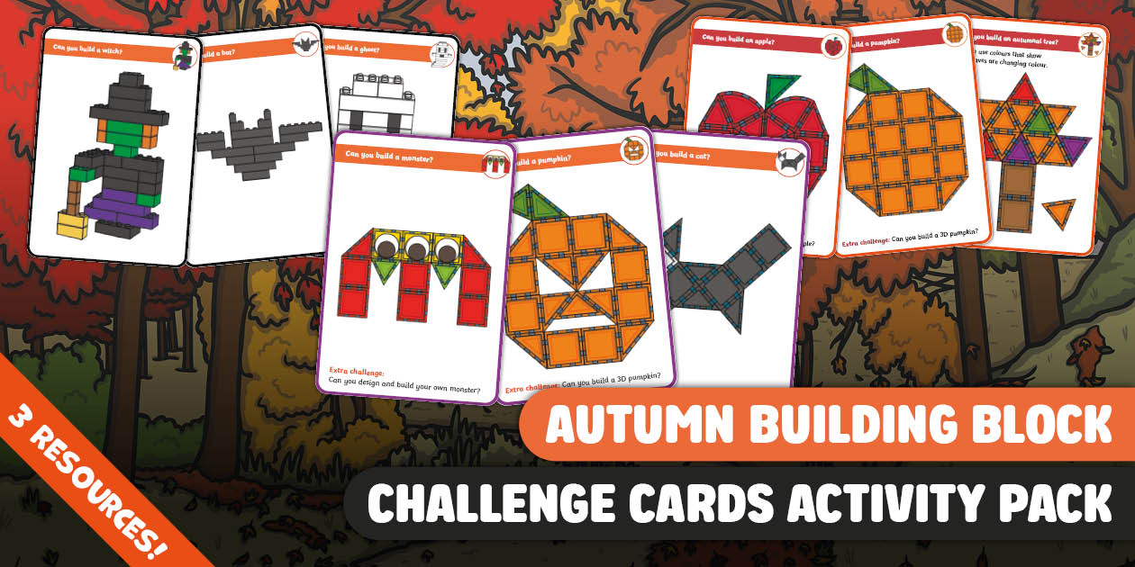 Autumn Building Block Challenge Cards Activity Pack