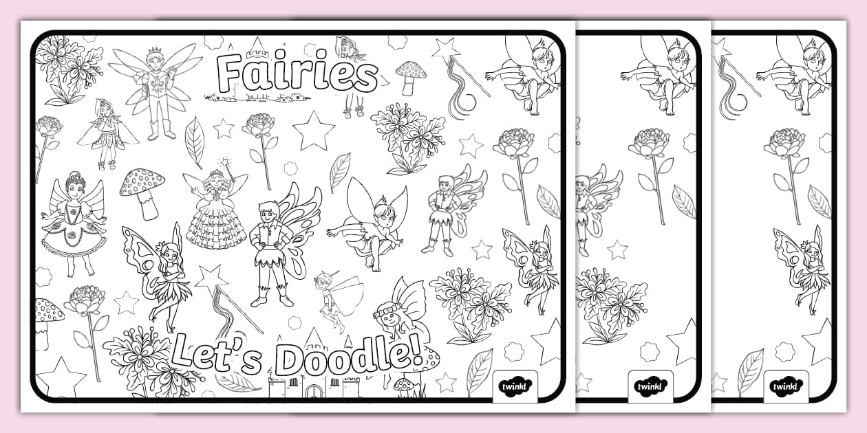 Fairies Doodle Colouring Pages - Twinkl - KS1 (teacher made)
