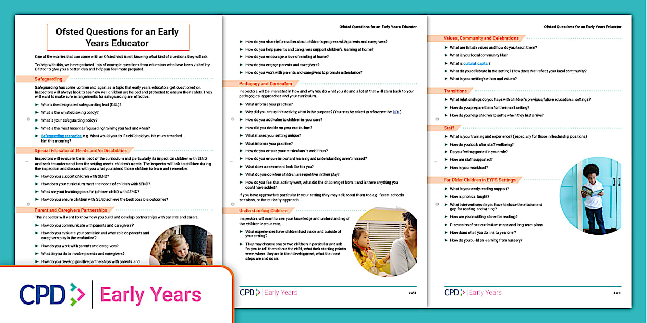 CPD: Ofsted Questions For An Early Years Educator | Twinkl