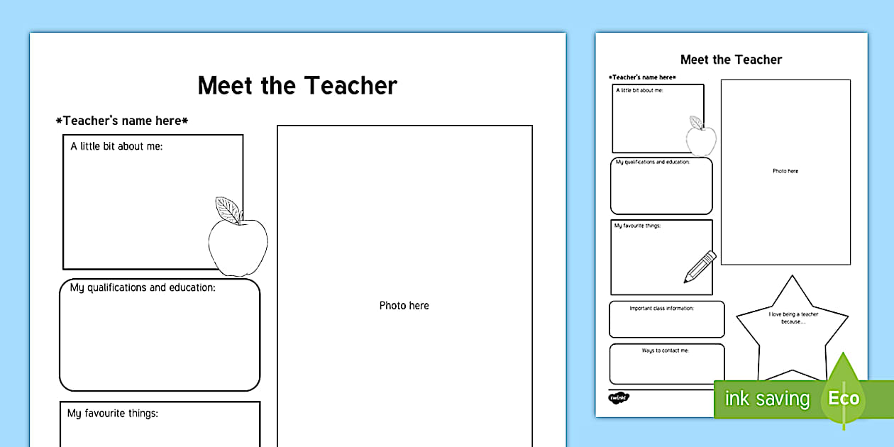 Meet the Teacher Staff Profile Template (teacher made)