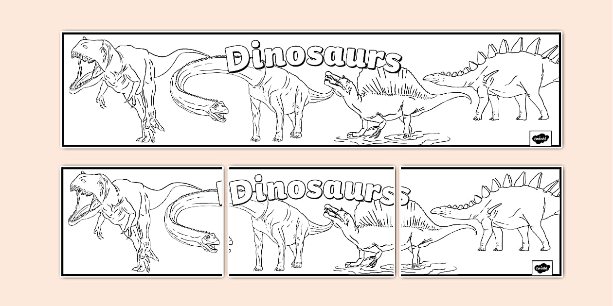 Dinosaurs Colouring Display Banner (teacher made) - Twinkl