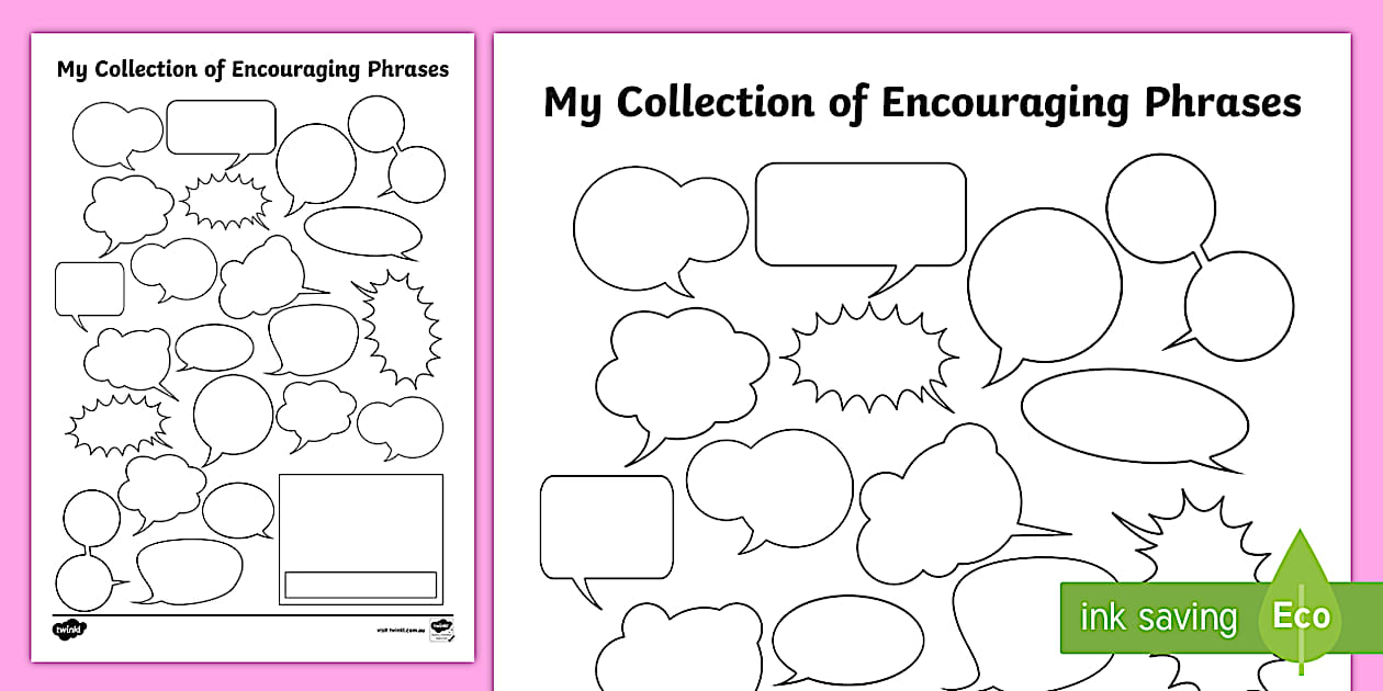 SA Encouraging Phrases Collection Worksheet (Teacher-Made)