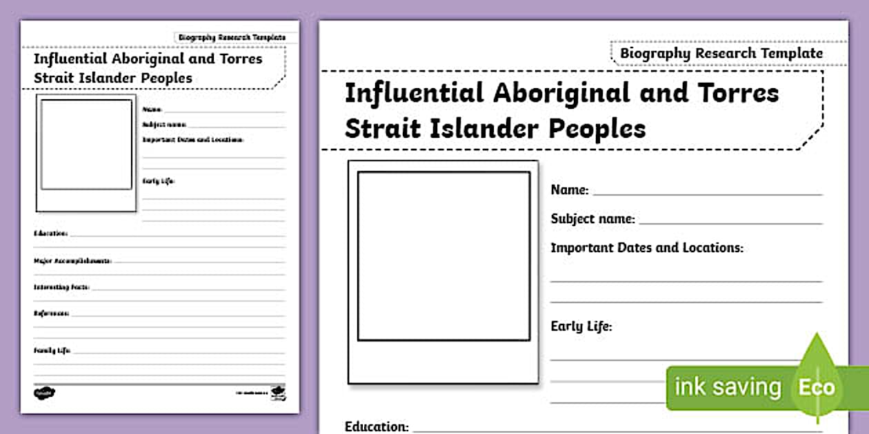 Influential Indigenous Australians Biography Research Template